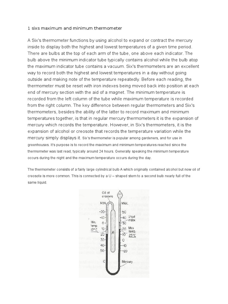 Sixs Maximum And Minimum Thermometer