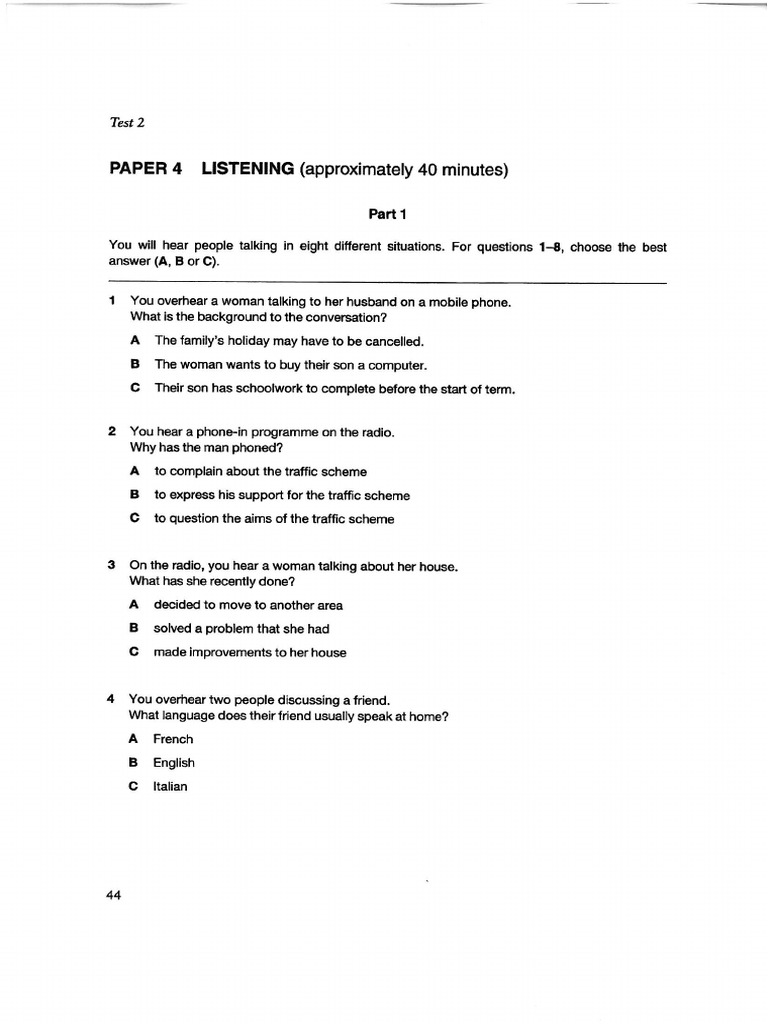 Test 2 Listening | PDF