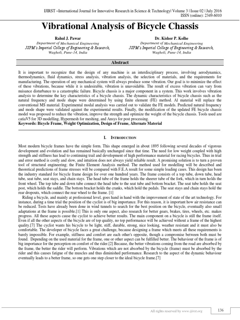 Vibrational Analysis of Bicycle Chassis | PDF | Strength Of Materials ...