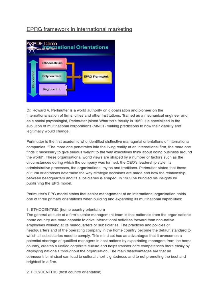EPRG Framework in International Marketing | PDF | Economies | Business