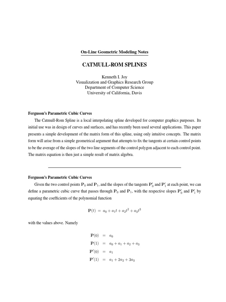 Catmull Rom Spline | PDF | Teaching Mathematics | Mathematical Analysis
