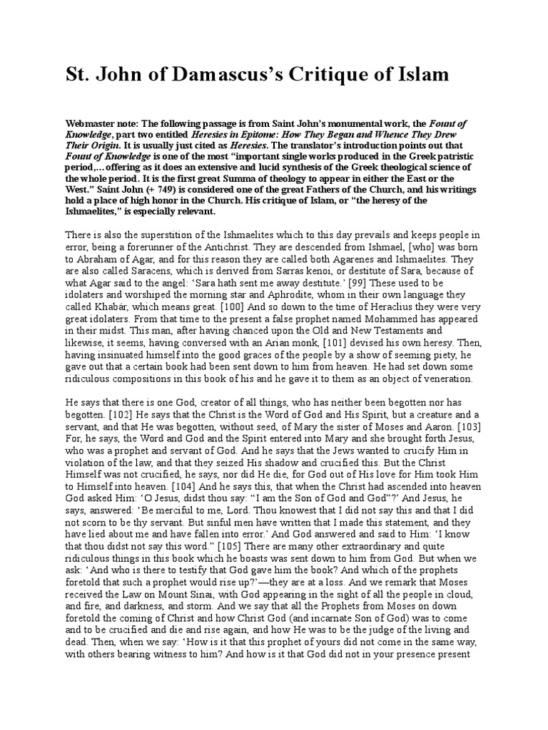 St. John of Damascus-Concerning Heresy | PDF | Mary, Mother Of Jesus ...
