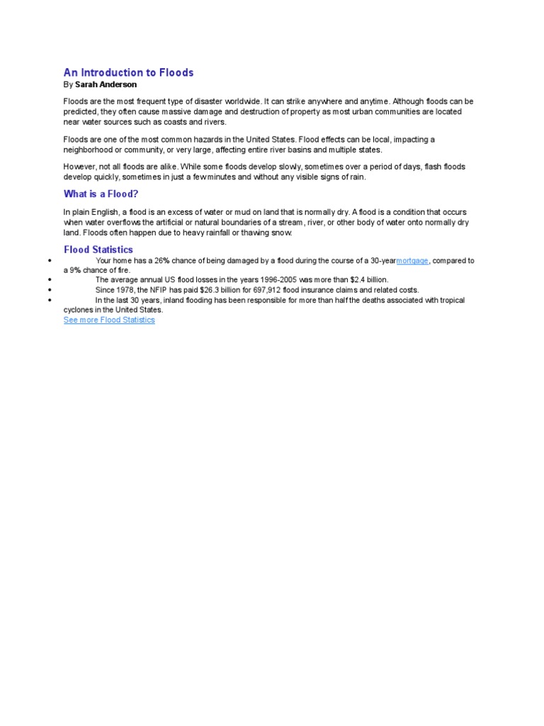 An Introduction To Floods Thiaa | PDF