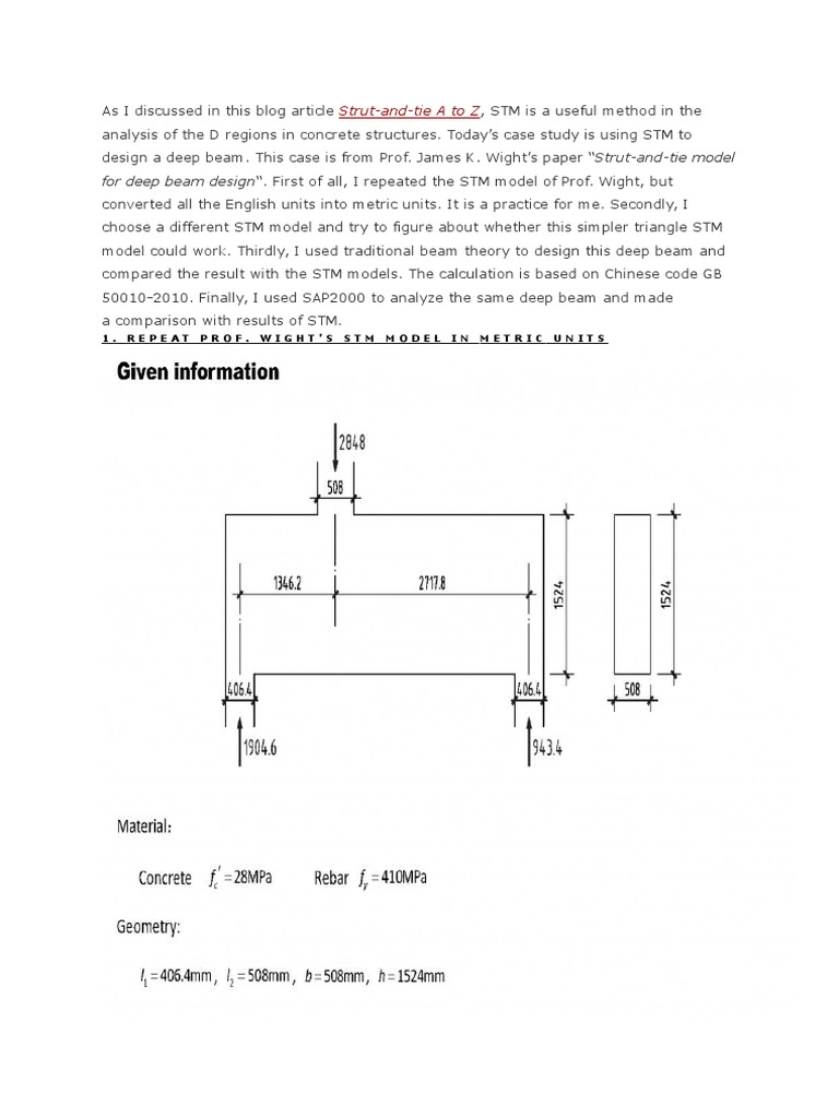 Deep Beam Strut and Tie Method | Beam (Structure) | Reinforcement