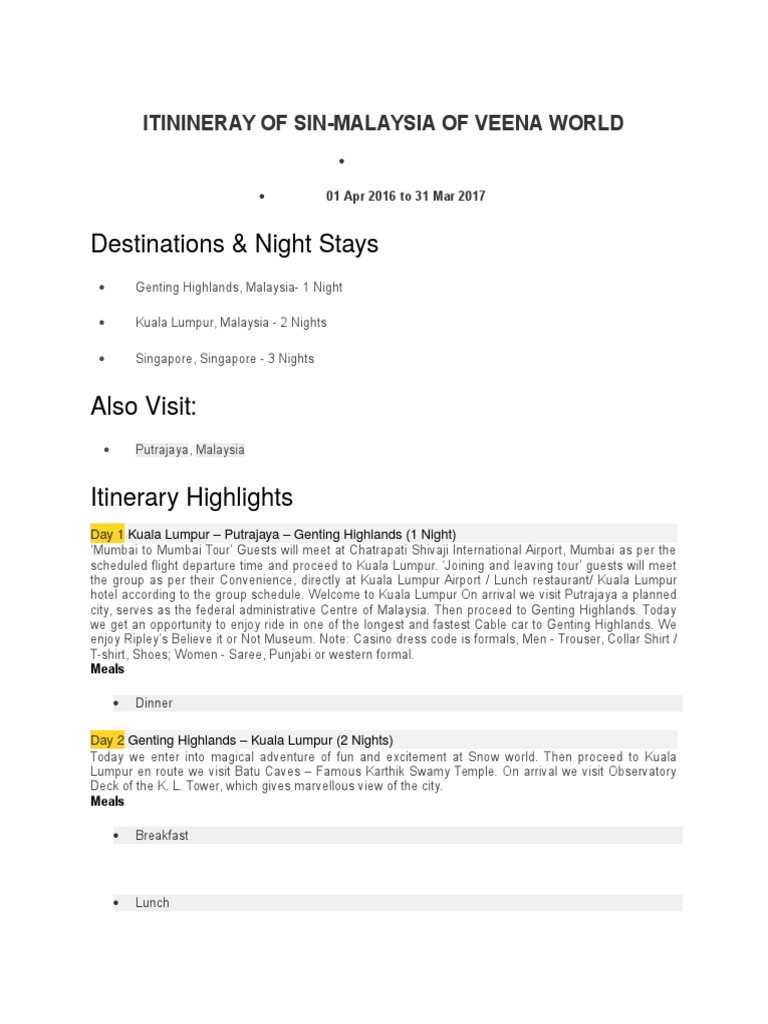 Sample Itinerary | PDF | Leisure