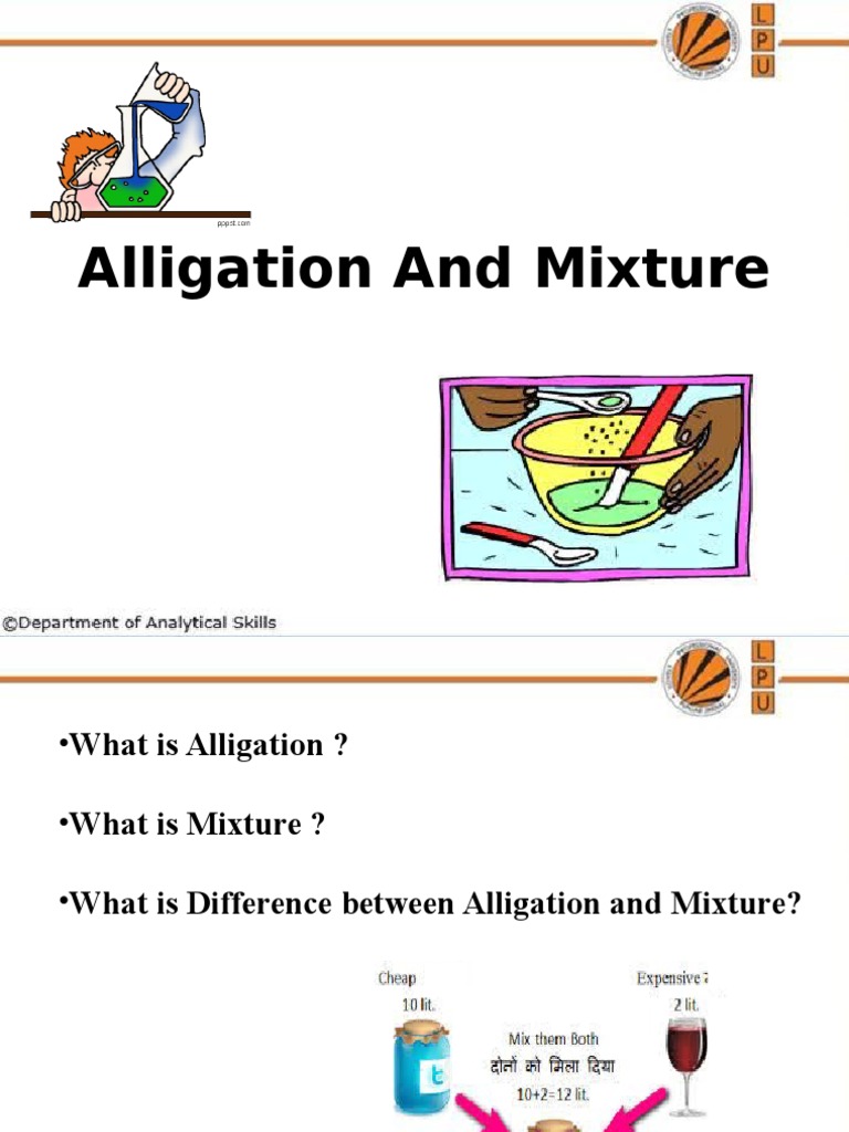 Lecture PPT of Alligation and Mixture | Ratio | Solution