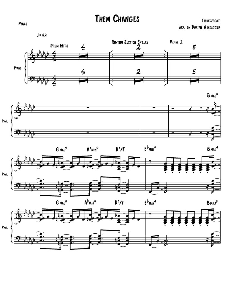 Them Changes Piano - Piano | PDF | Sports & Recreation