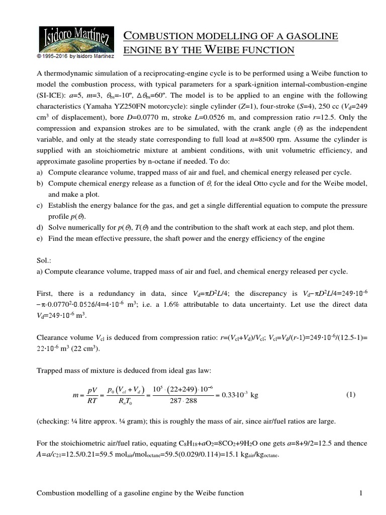 Modelling the Combustion Process and Thermodynamic Performance of a ...