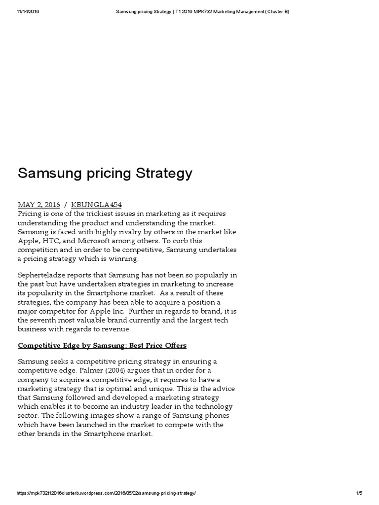 Samsung Pricing Strategy | PDF | Pricing | Samsung