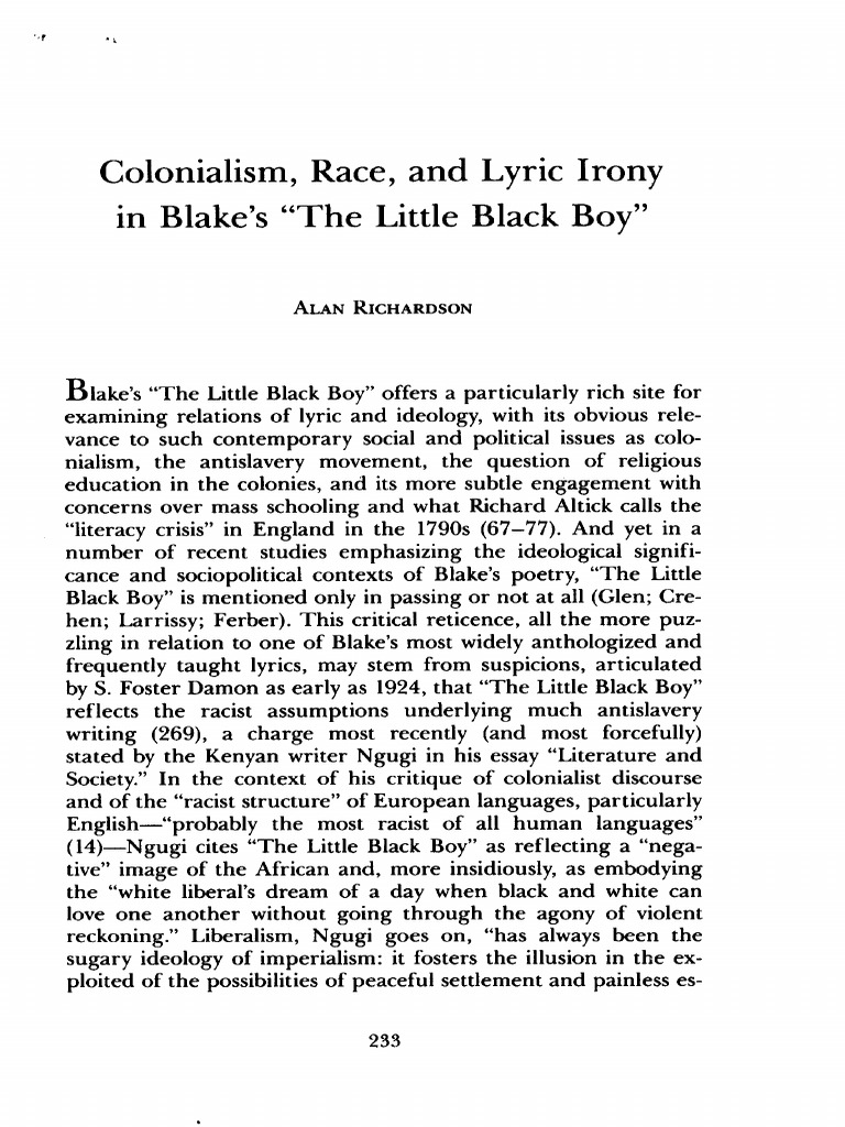 William Blake The Little Black Boy | PDF