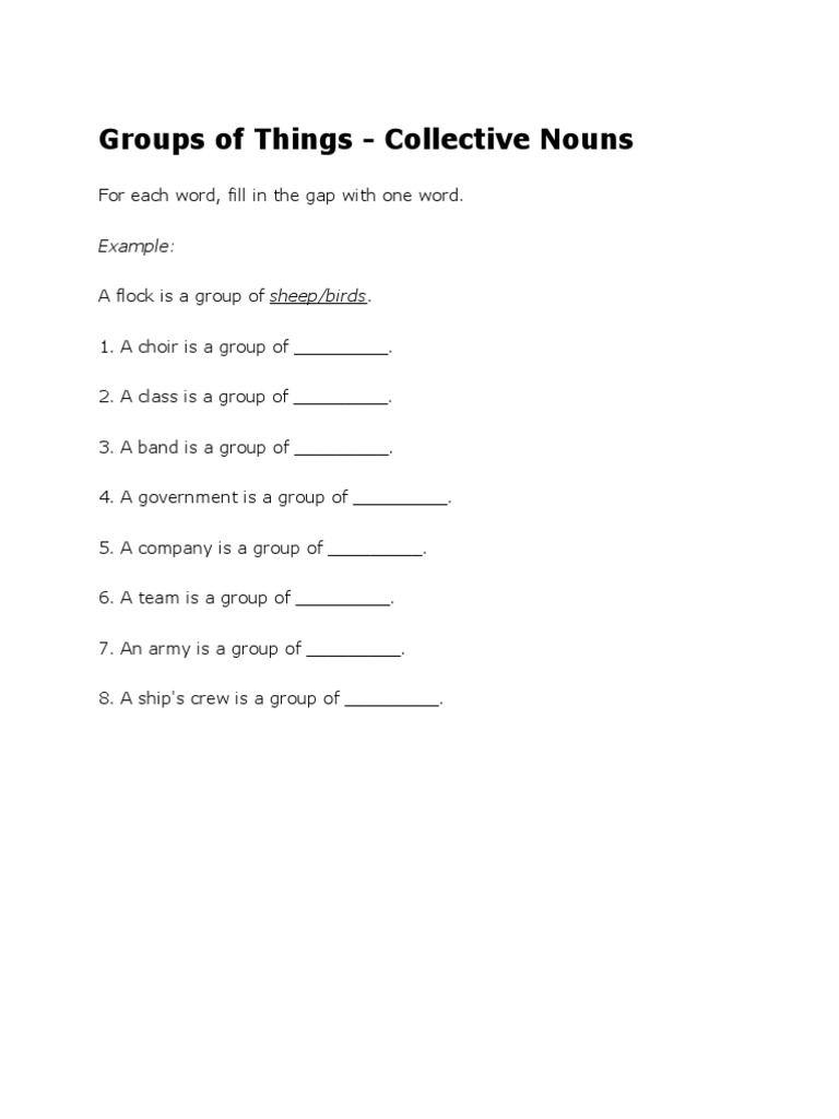 Groups of Things - Collective Nouns: Example | PDF