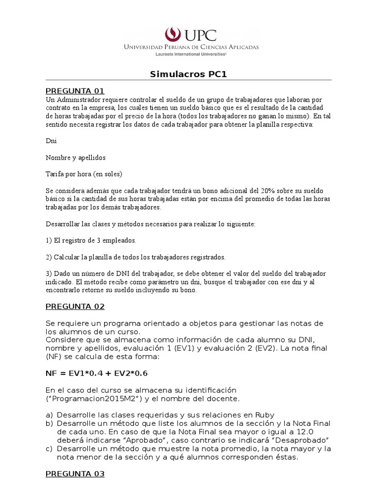 Ejercicios en Ruby | PDF | Ruby (lenguaje de programación) | Programación orientada a objetos