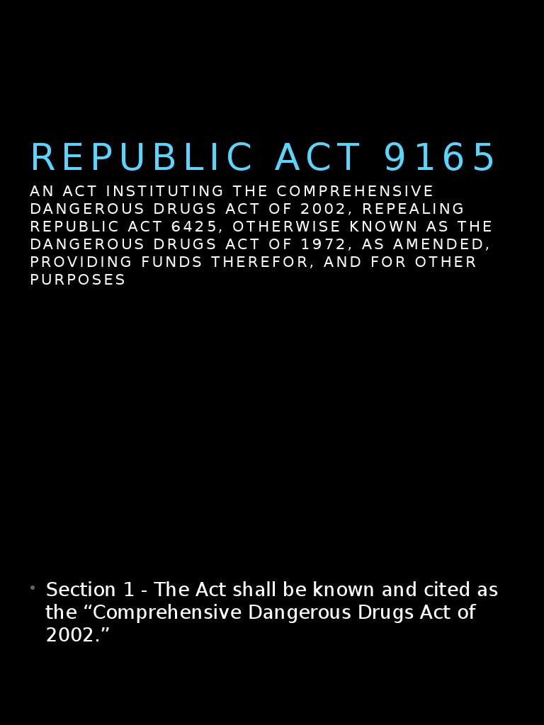 Ra 9165 | PDF | Probation | Narcotic