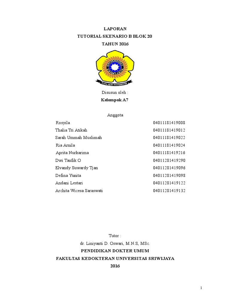 Laporan Tutorial Skenario B Blok 20 Tahun 2016 A7 | PDF | Kesehatan Holistik | Sains & Matematika