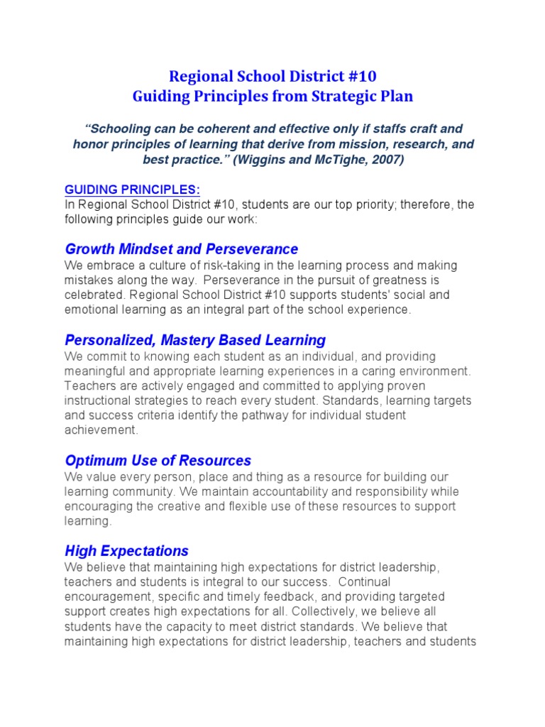 rsd10 Guiding Principles Document | PDF | Curriculum | Learning