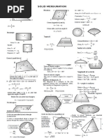 Solid Mensuration Formulas | PDF | Area | Triangle