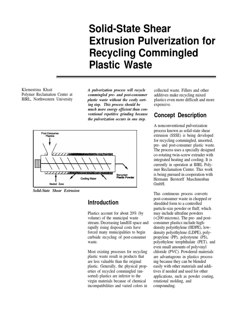 Solid State Shear Extrusion | PDF | Plastic | Extrusion