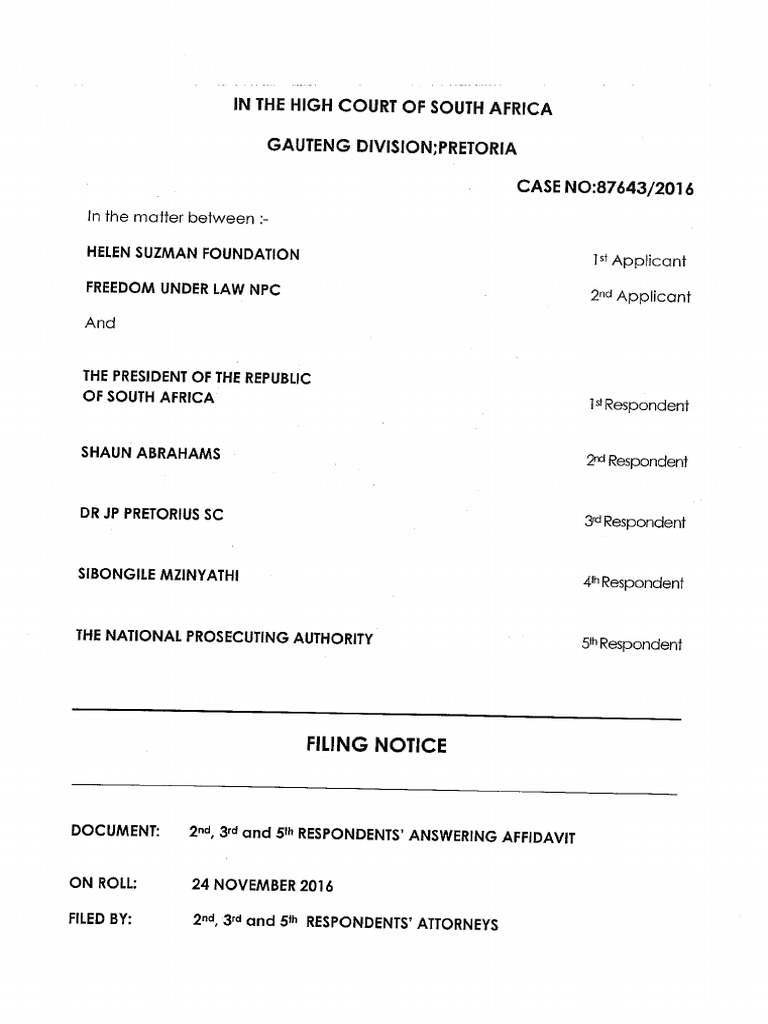Freedom Under Law (FUL) Court Papers | PDF