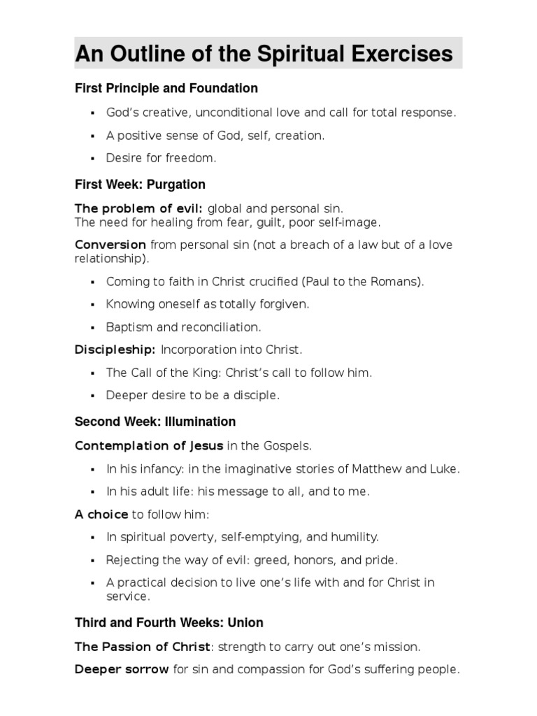 An Outline of The Spiritual Exercises | PDF