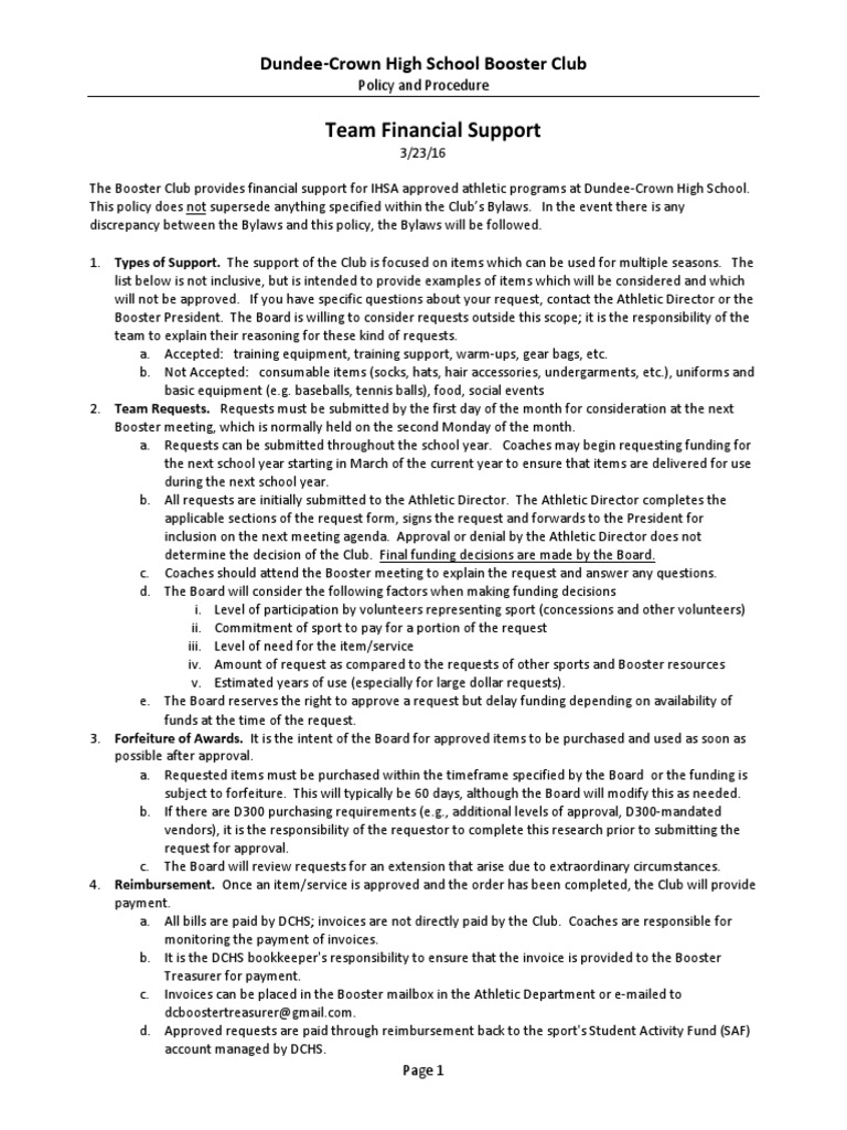 Team Financial Support Policies and Procedures | PDF | Invoice | Government