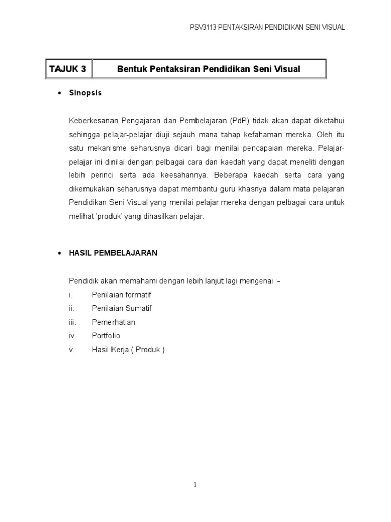 3 Bentuk Pentaksiran PSV | PDF