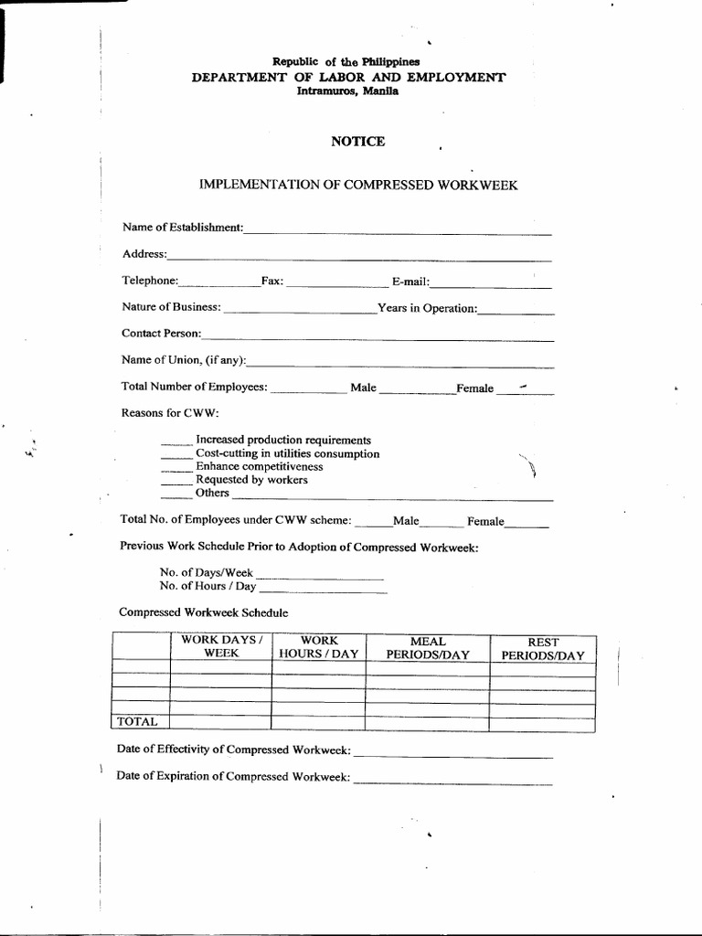 DOLE - CWW - Report or Notice Form To DOLE | PDF