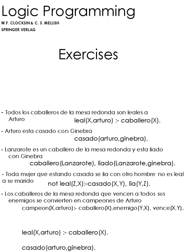 Prolog Ejercicios | PDF | Lancelot | Entretenimiento (general)