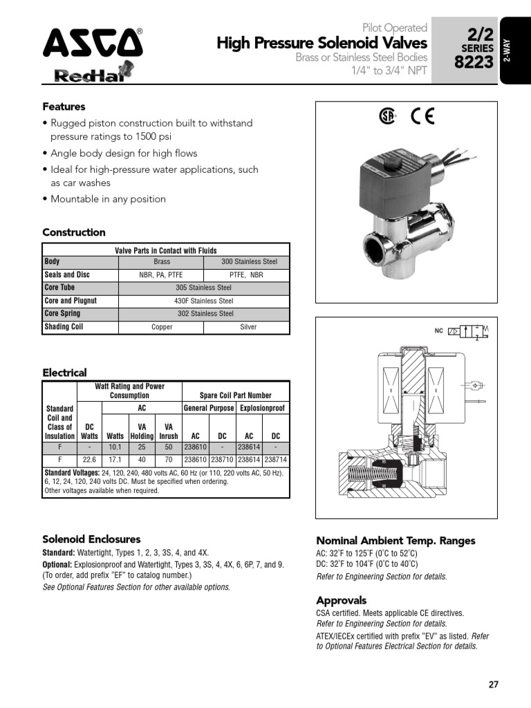 Asco Series 223 Catalog | PDF | Valve | Building Engineering