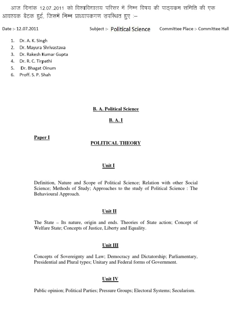 Ba Pol Science | PDF | Political Philosophy | Constitution