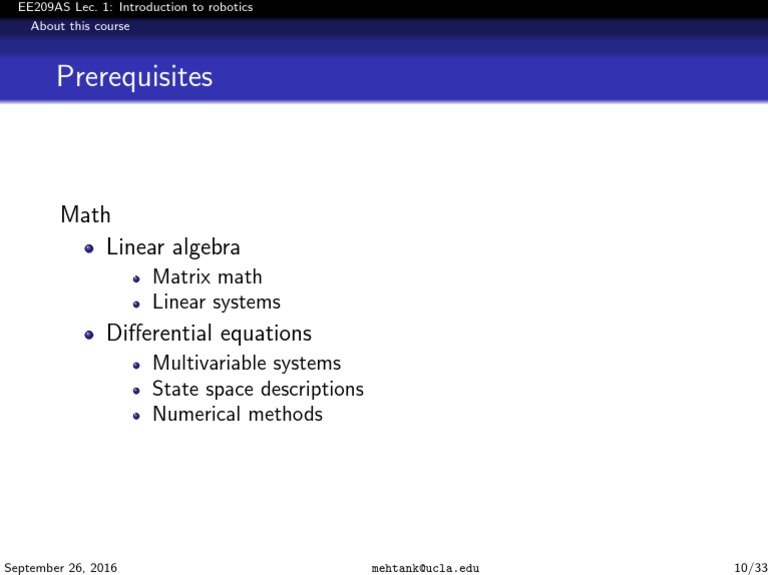 Prerequisites: Math Linear Algebra | PDF