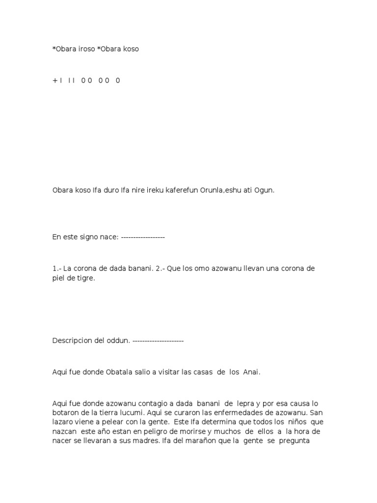Significado de Obara Iroso y Koso | PDF