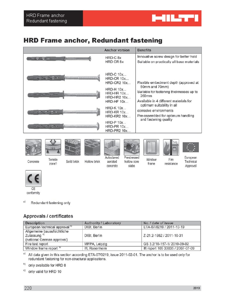 2013 210 HRD Frame Anchor | PDF