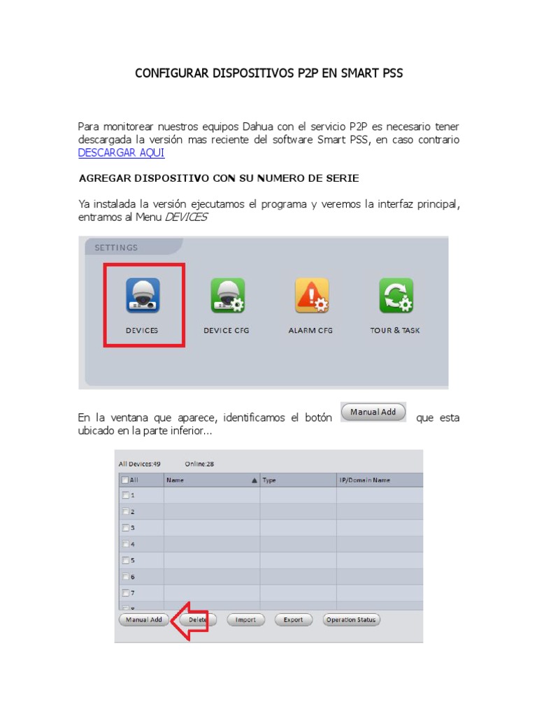 Configurar Dispositivos p2p en Smart Pss