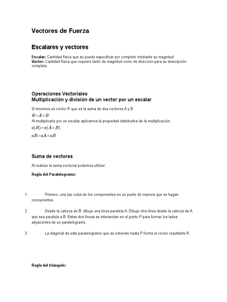 Vectores de Fuerza | PDF | Vector Euclidiano | Escalar (Matemáticas)