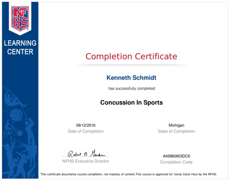 Certificate Concussion | PDF