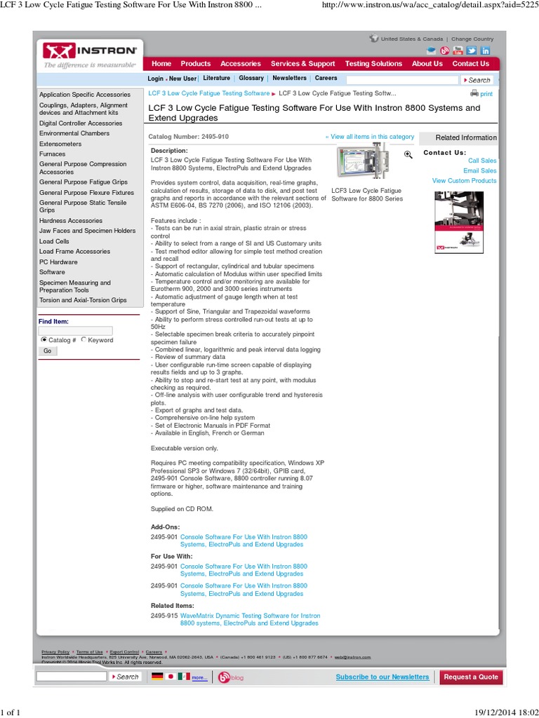 LCF 3 Low Cycle Fatigue Testing Software For Use With Instron 8800 ... LCF 3 Low Cycle Fatigue Testing Software For Use With Instron 8800 ...