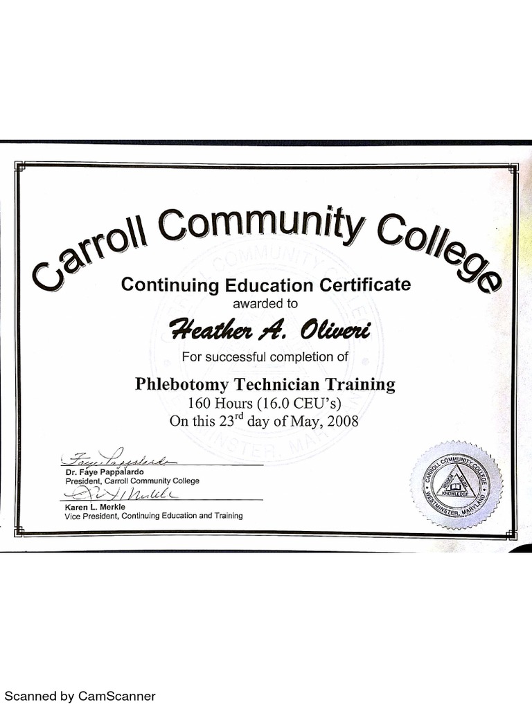 Phlebotomy Certificate | PDF