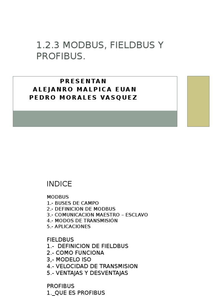 1.2.3 Modbus, Fieldbus, Profibus | PDF | Red de computadoras | Modelo osi