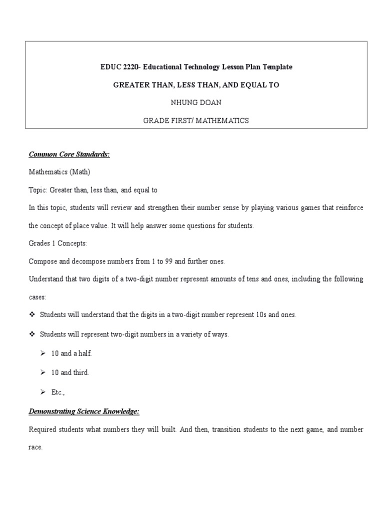 EDUC2220 Lesson Plan Template | PDF | Differentiated Instruction | Educational Assessment