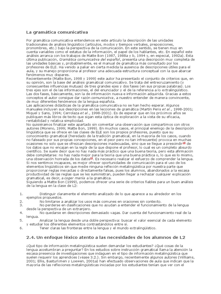 La Gramática Comunicativa | PDF | Palabra | Léxico