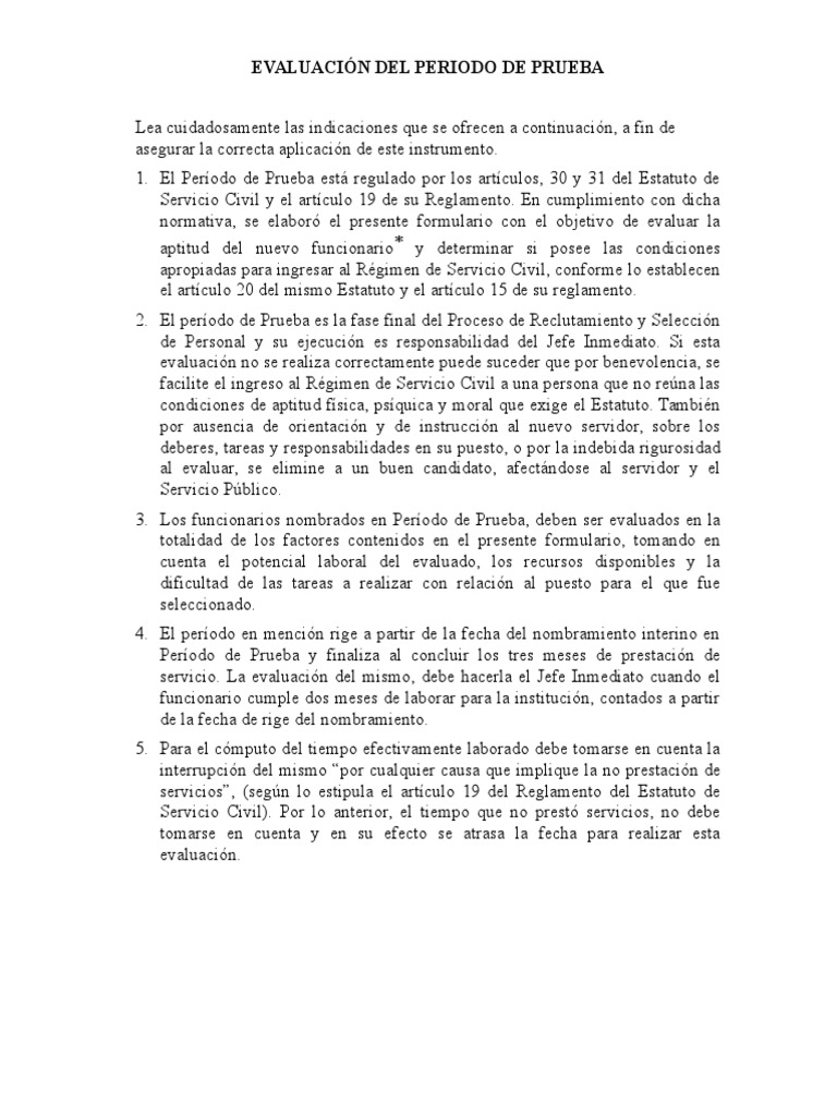 Formulario para Evaluación Del Periodo de Prueba | PDF | Recursos ...