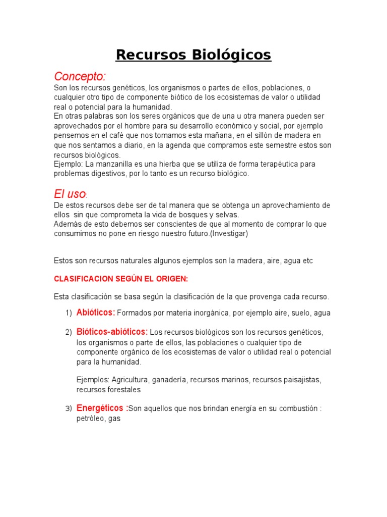 Recursos Biológicos | PDF
