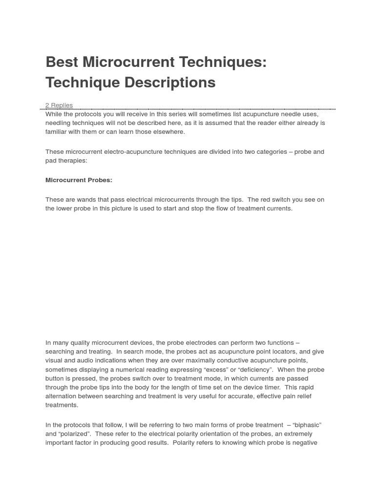 Microcurrent Techniques for Pain Relief | PDF | Acupuncture | Fibromyalgia