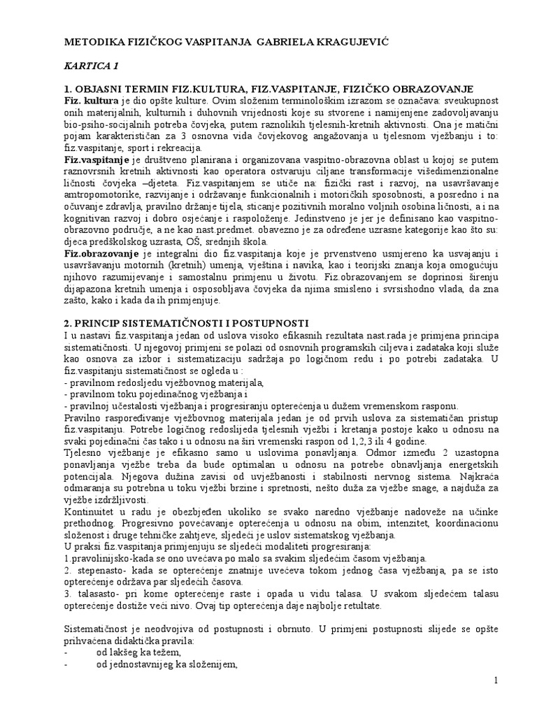 Metodika Fizickog Vaspitanja | PDF