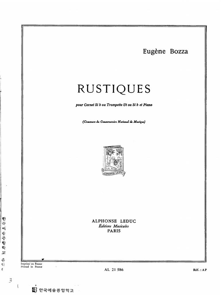 Rustiques, Bozza Piano and Trumpet | PDF