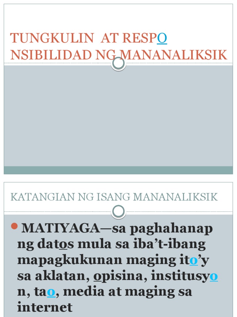 Tungkulin at Responsibilidad NG Mananaliksik | PDF
