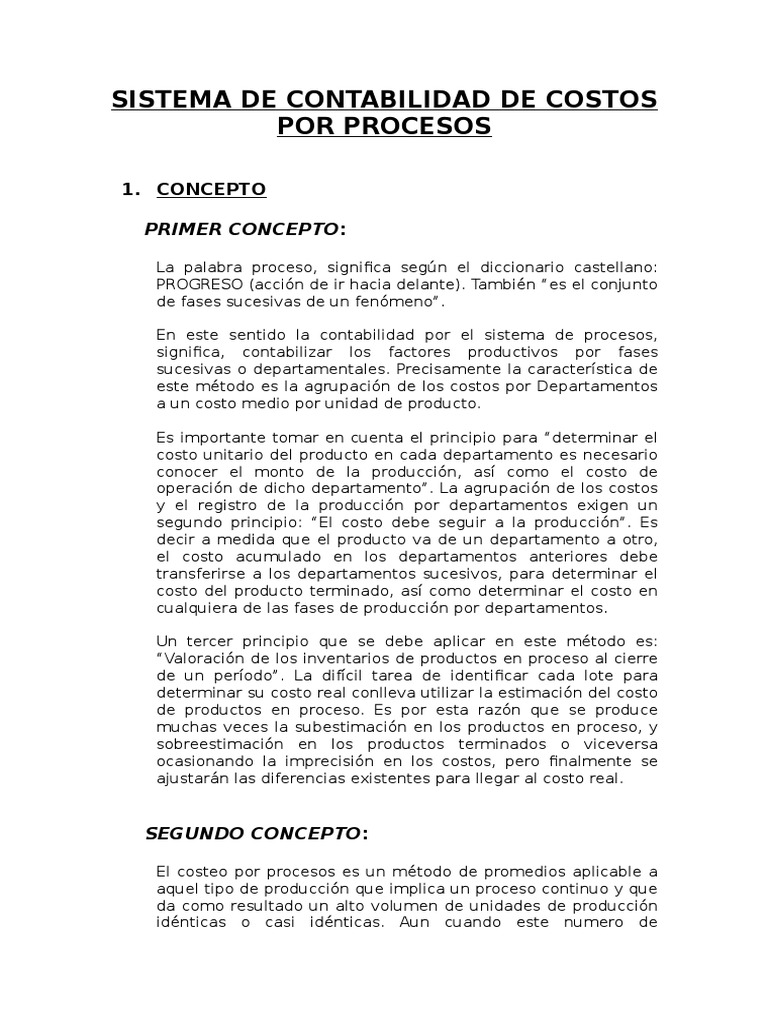 Costos Por Procesos | PDF | Costo | Contabilidad