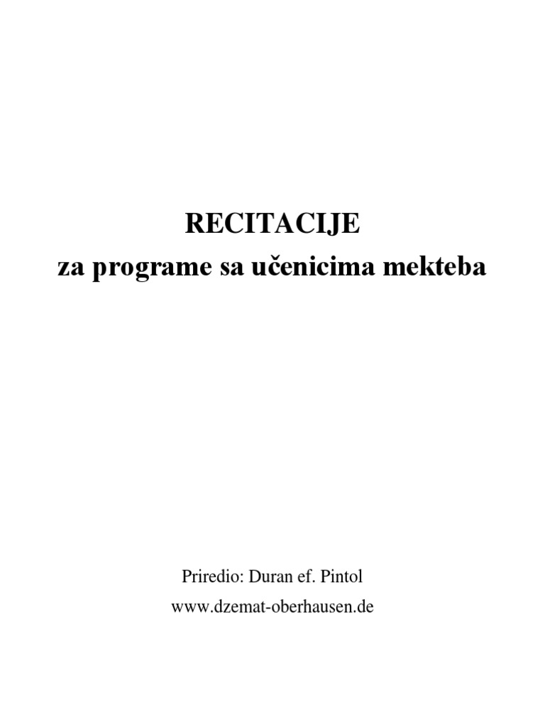 Recitacije Za Programe Za Ucenicima Mekteba | PDF