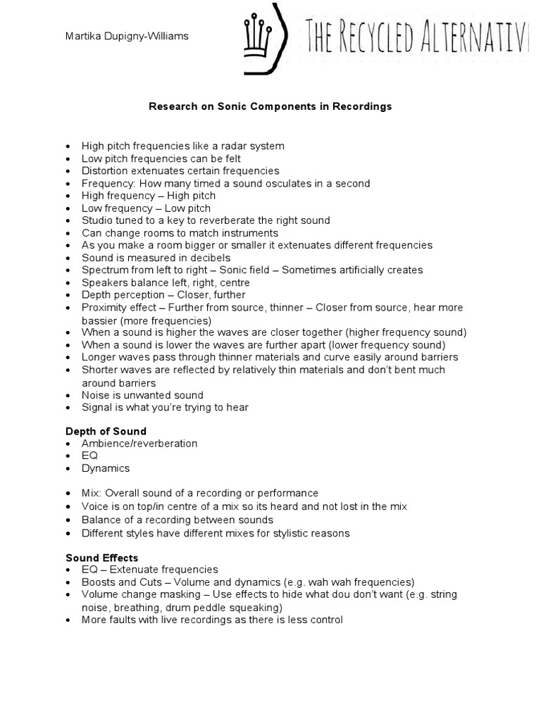 Research On Sonic Components in Recordings | PDF | Equalization (Audio ...