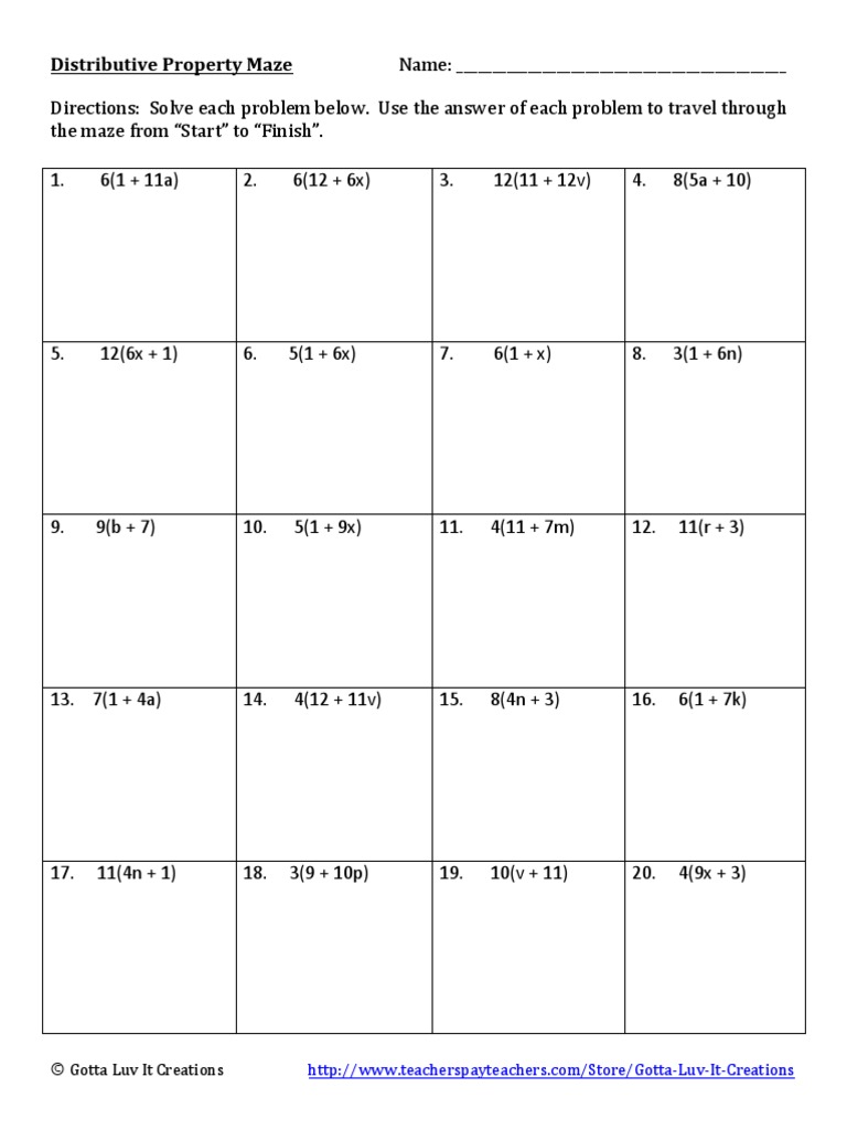 Distributive Property No Negatives Maze Product | PDF | Garden Features